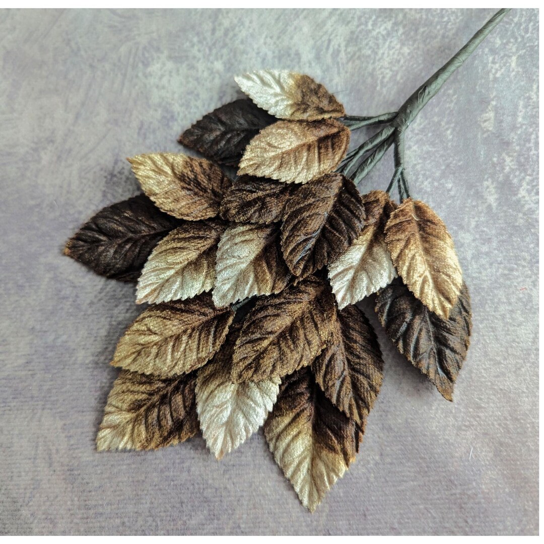 Velvet Millinery Leaves Brown Tan Ombre Beautiful Fall Colors Spray of ...