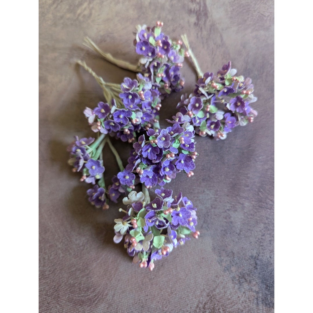 Lot of Vintage Paper Forget Me Not Flowers NOS Tiny Purple for Dolls ...
