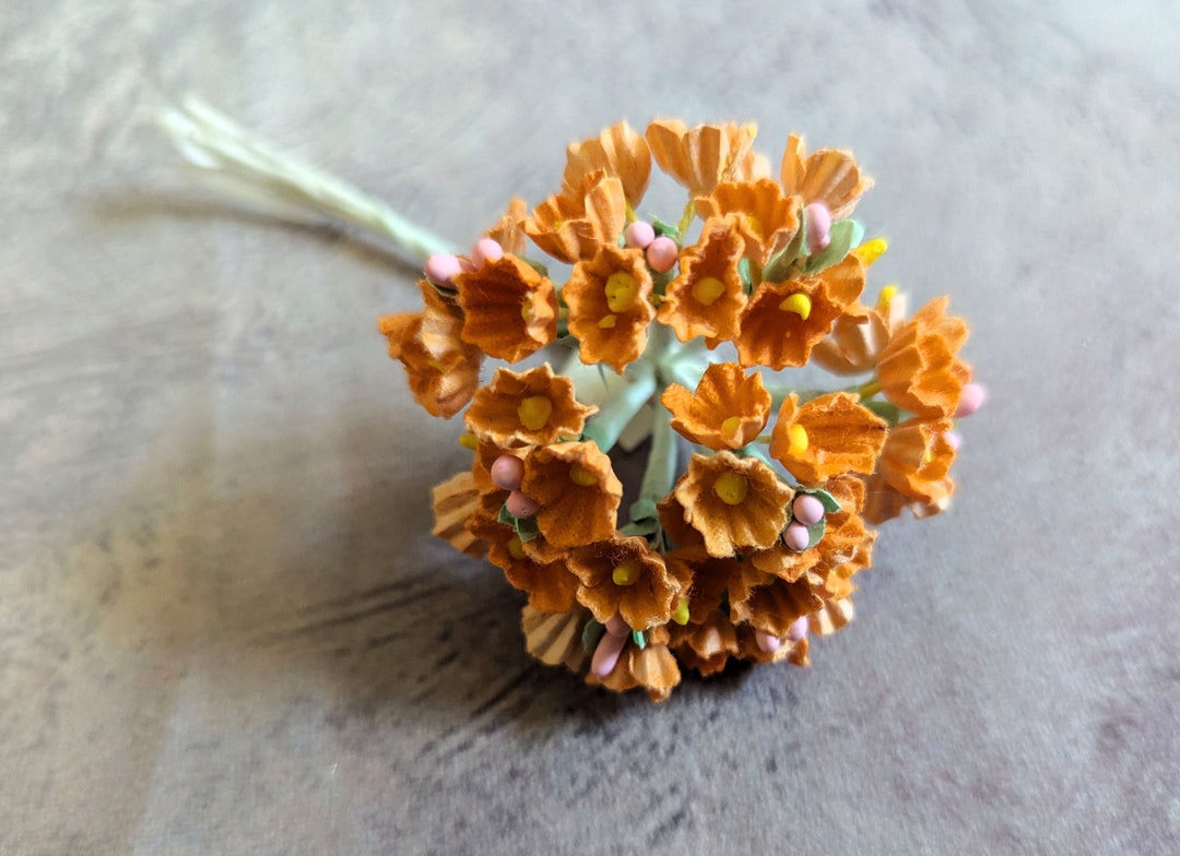 Vintage Paper Forget Me Not Flowers NOS Tiny Orange Bunch for Dolls ...