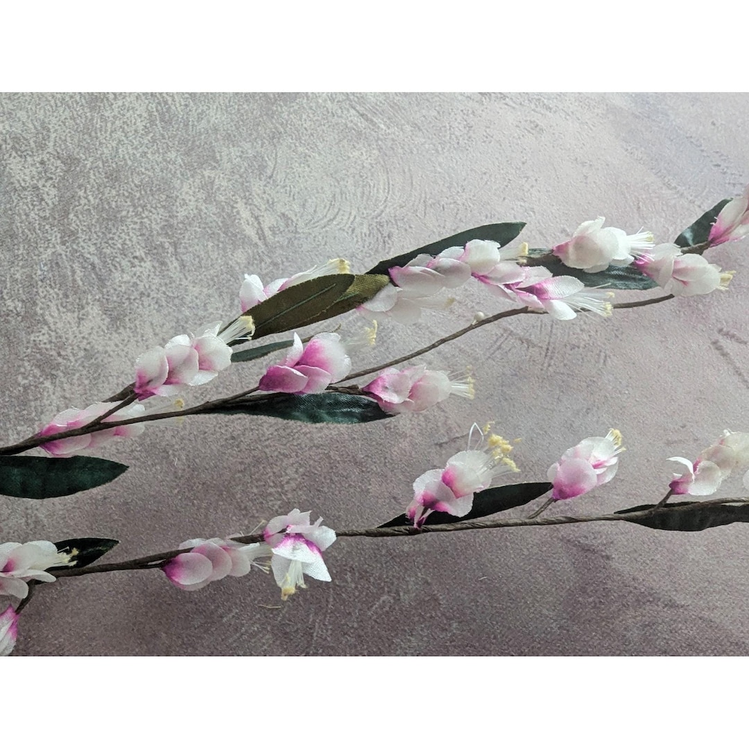 40" Long Vintage Flower Spray of White Fuchsia Pink Silk Blossoms for ...