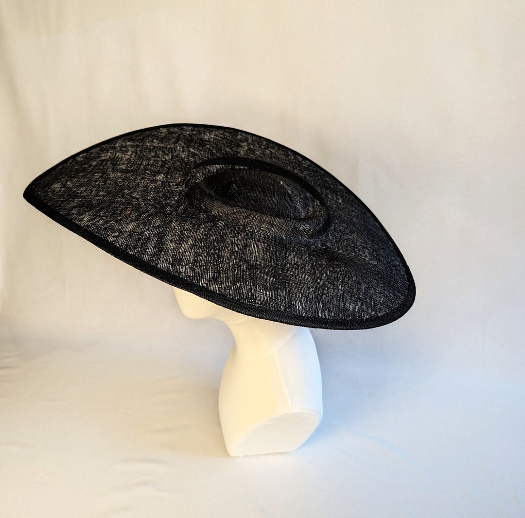 22.5" Extra Large Black Hat Base Sinamay Straw Wide Brim Hat Form for ...
