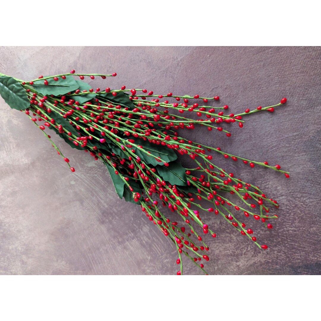Millinery Pip Spray Red Holly Berries on Twigs for Crafts, Hats ...