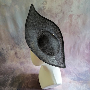 17" Black Hatinator Base Sinamay Straw Navette Pointed Elliptical Hat ...