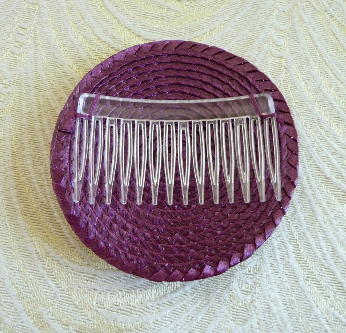 Small Round Fascinator Base Plum Purple With Comb for DIY - Etsy
