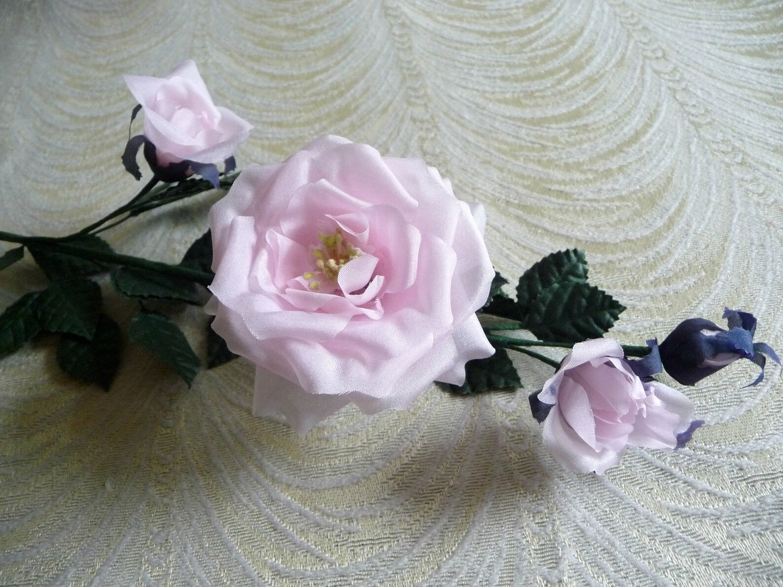 Vintage Silk Rose and Buds Long Stem Pale Pink Millinery - Etsy