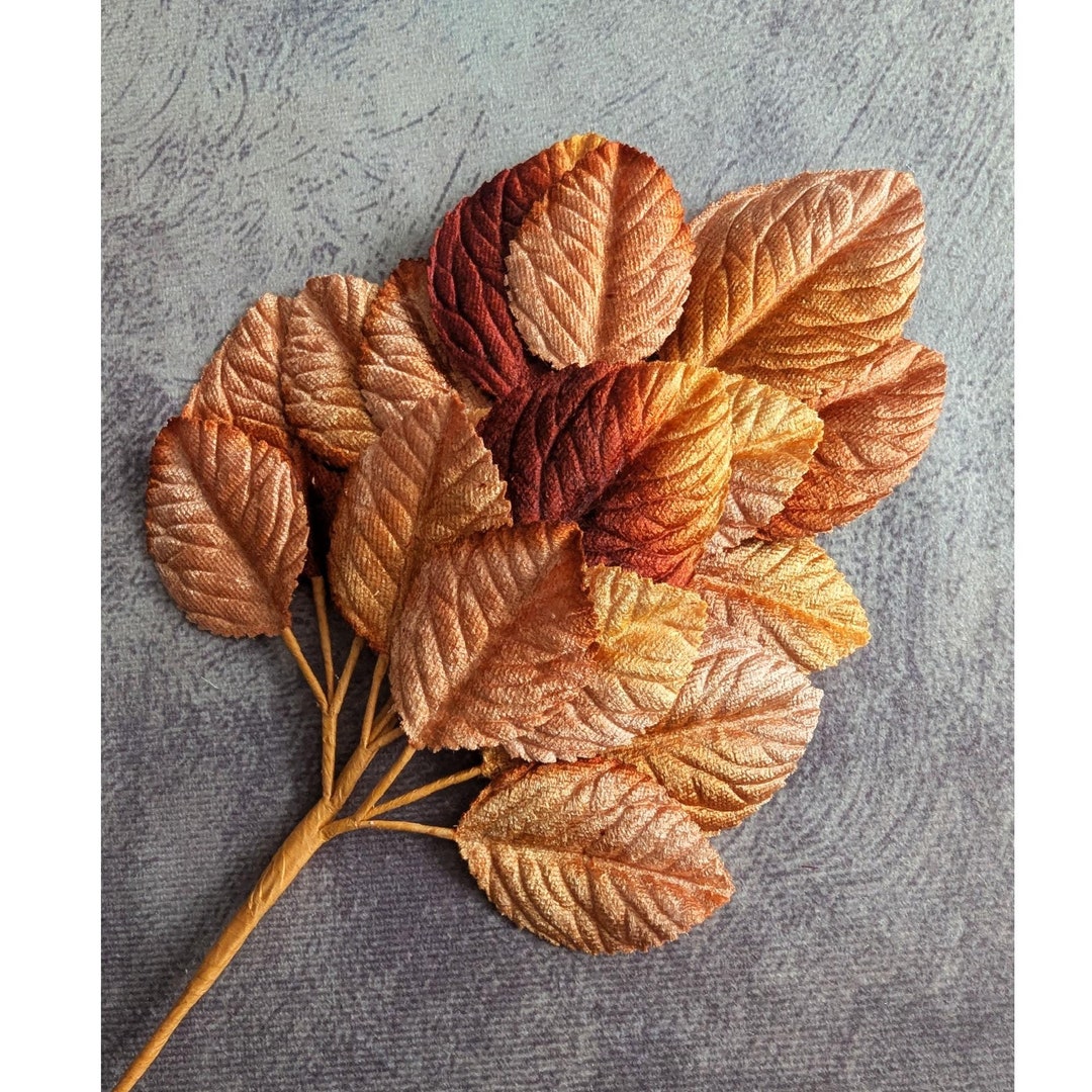 Larger Leaf Velvet Leaves Apricot Orange Rust Ombre Millinery Beautiful ...