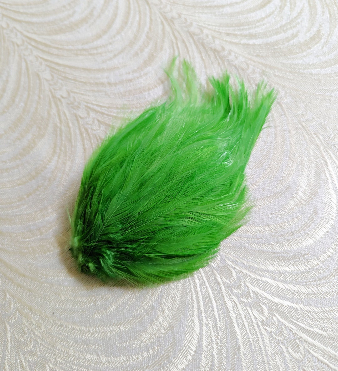 Vintage Sour Apple Green Feather Pad Millinery Decoration Hackle ...