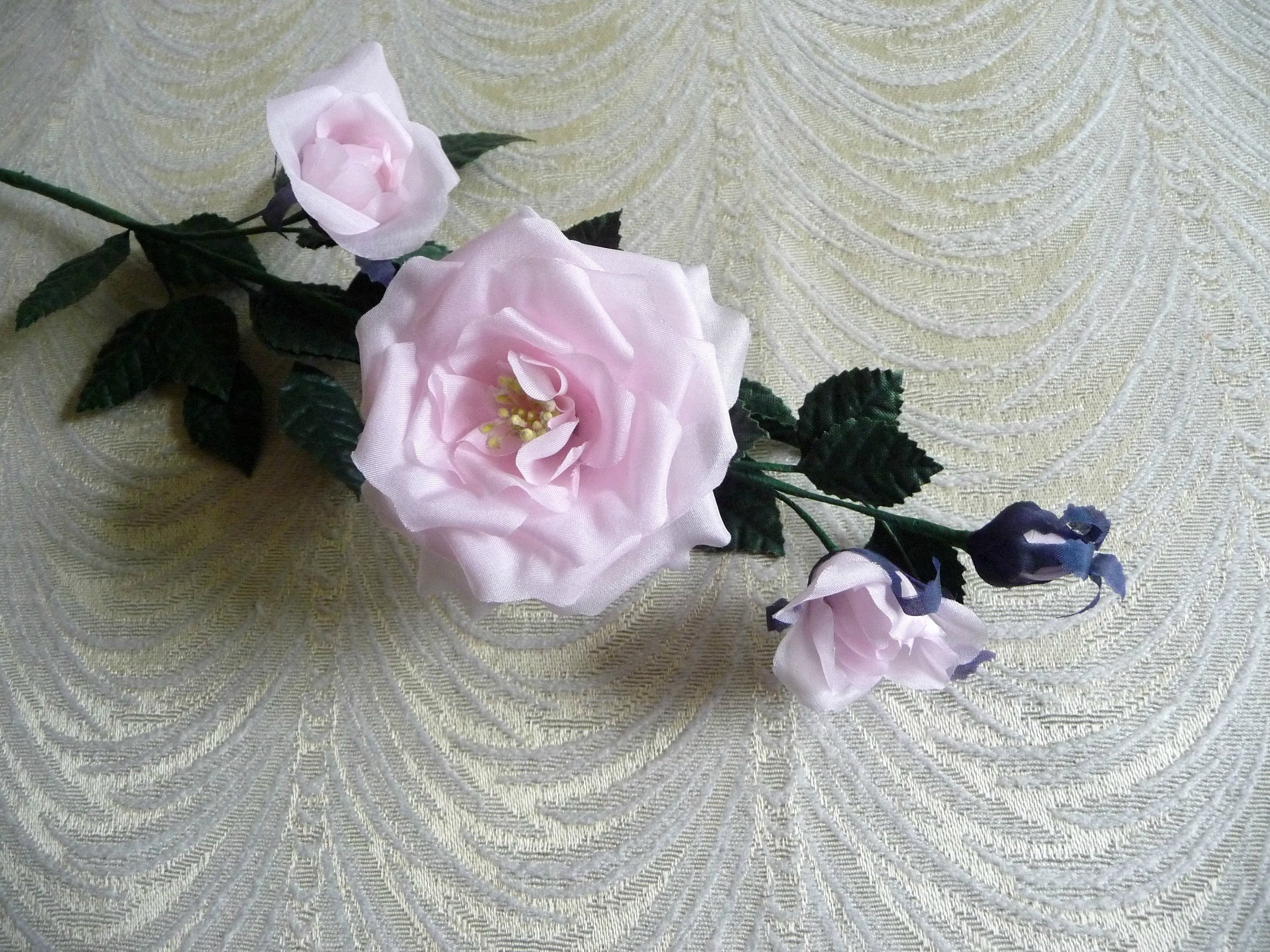 Vintage Silk Rose and Buds Long Stem Pale Pink Millinery - Etsy