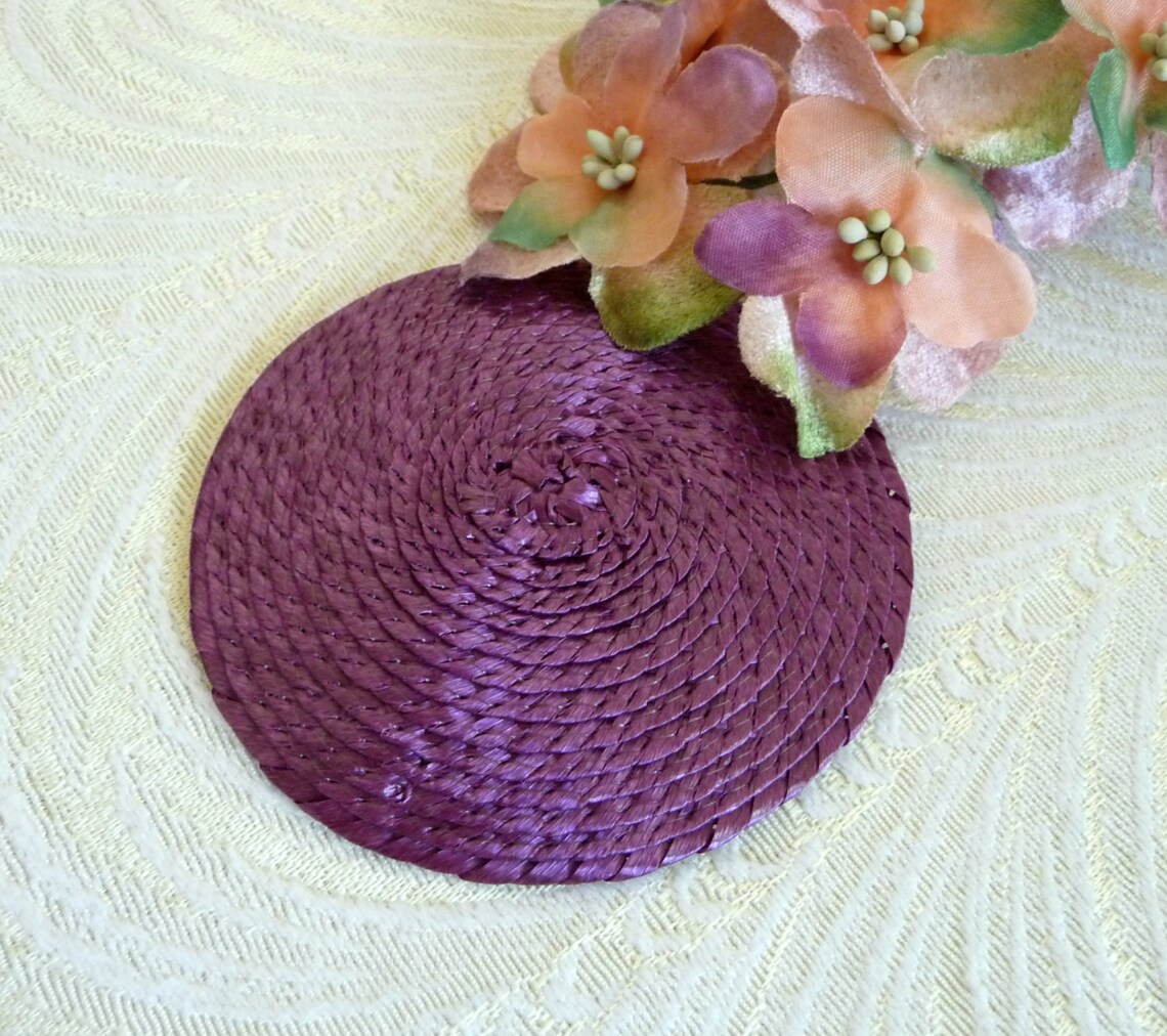 Small Round Fascinator Base Plum Purple With Comb for DIY - Etsy