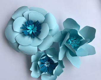 Blue paper flowers | Etsy
