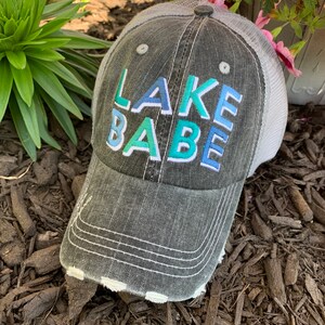 Personalized Lake Hats Lake Life Embroidered Distressed Trucker Caps ...