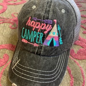Camping Hats & Tanks Happy CAMPER Camping Hair Dont Care Im a Happy ...