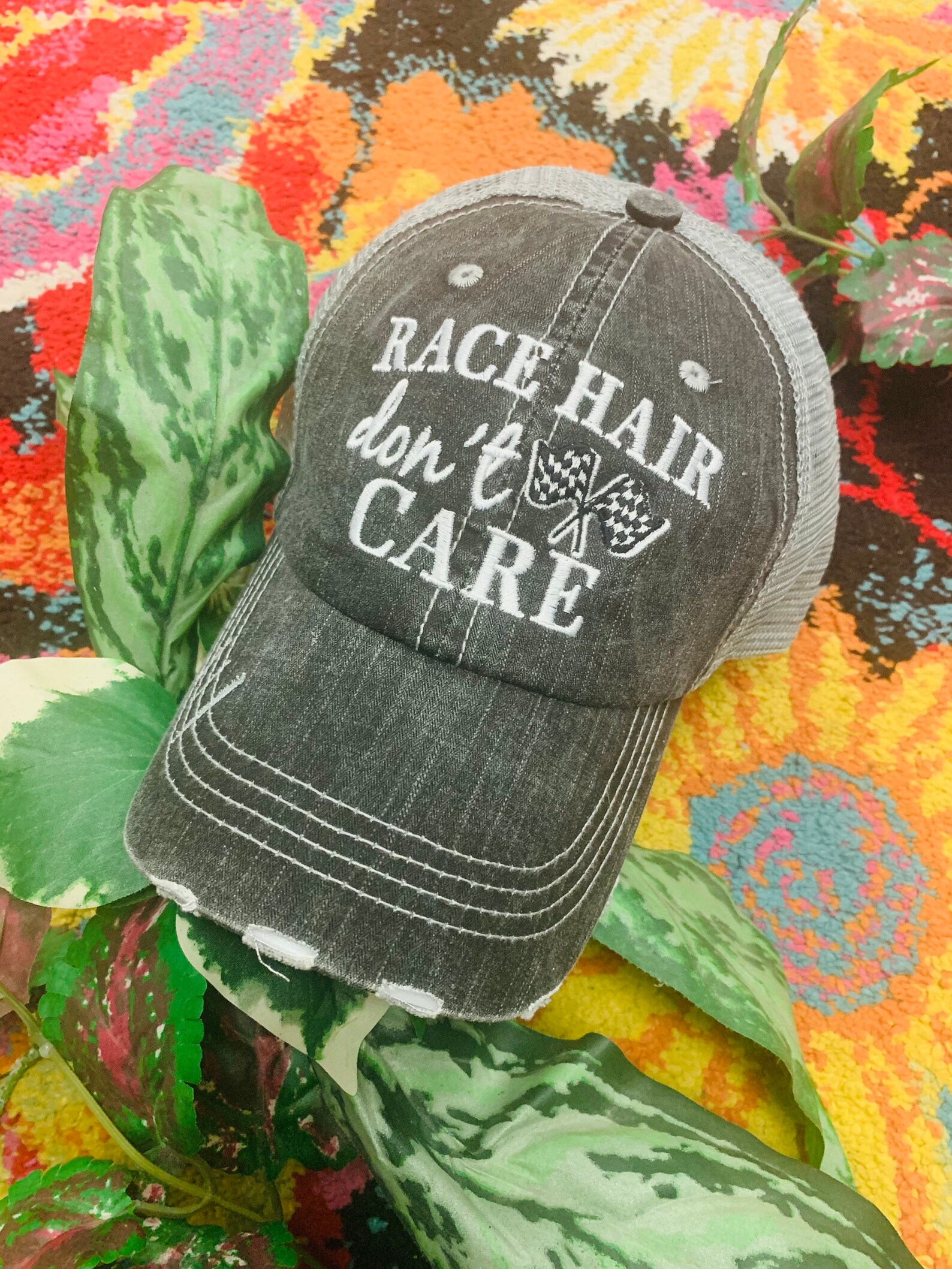 Race Hats Embroidered Distressed Trucker Caps Unisex Racing - Etsy
