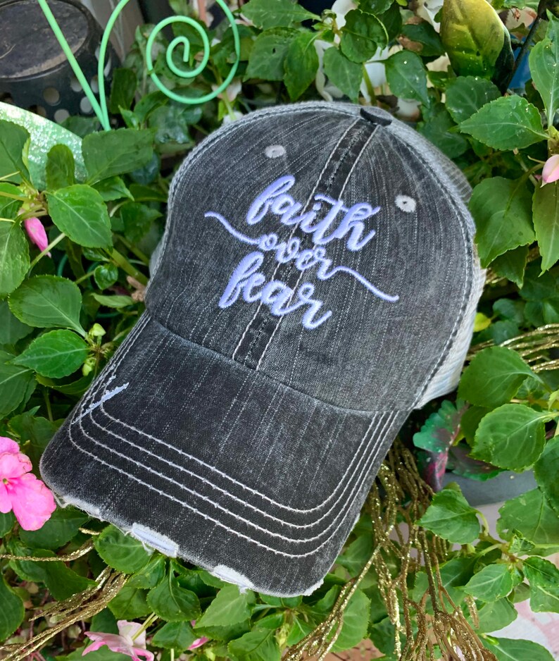Faith and Blessed Hats Faith Over Fear Simply Blessed Grateful - Etsy