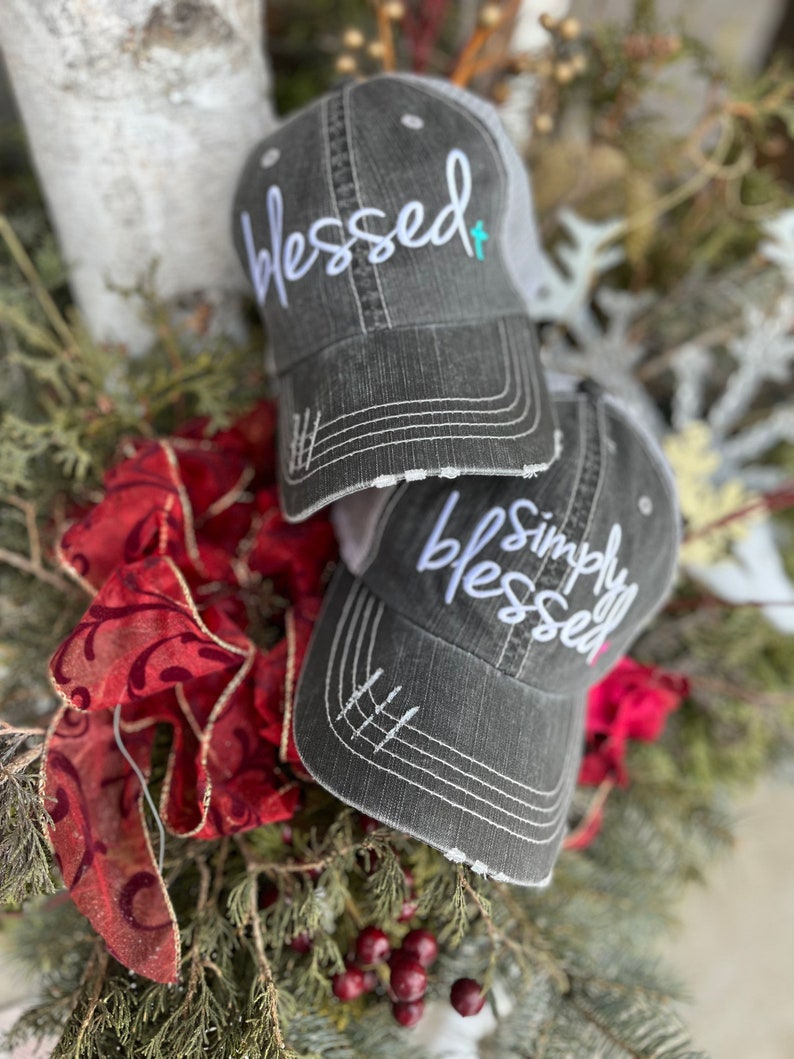 Faith and Blessed Hats Faith Over Fear Simply Blessed Grateful - Etsy