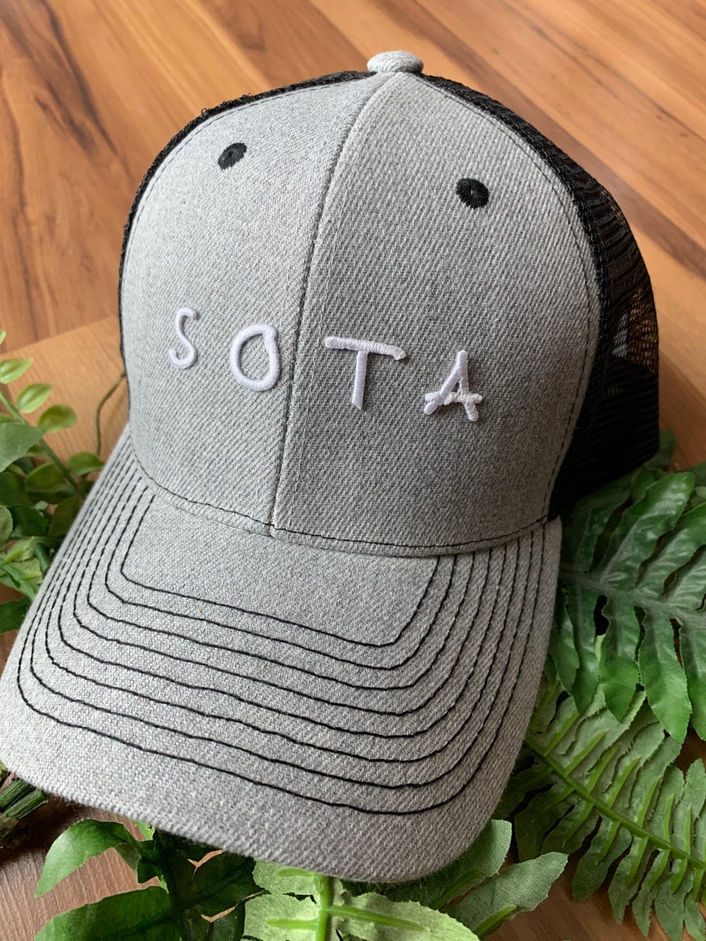 Sota Hat. Minnesota. MN. Heather Gray. Embroidered Trucker 32. Camo ...