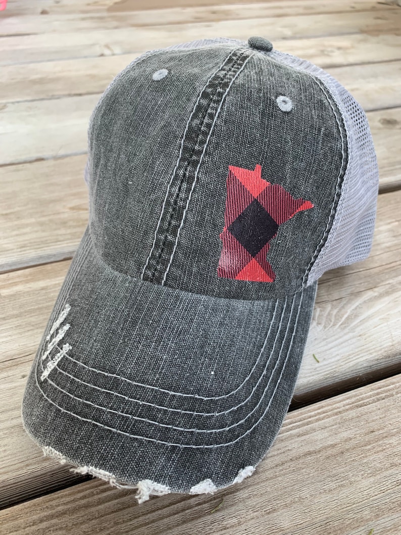 State hats Gray distressed trucker baseball caps Buffalo | Etsy