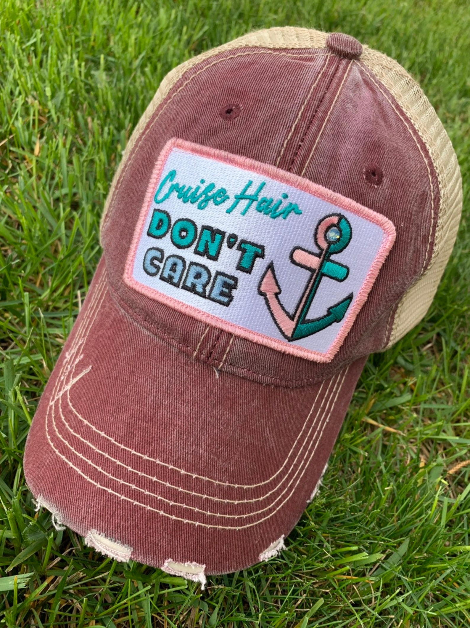 Embroidered Cruise Hair Don't Care Trucker Hat - Women's Vacation Cap ...
