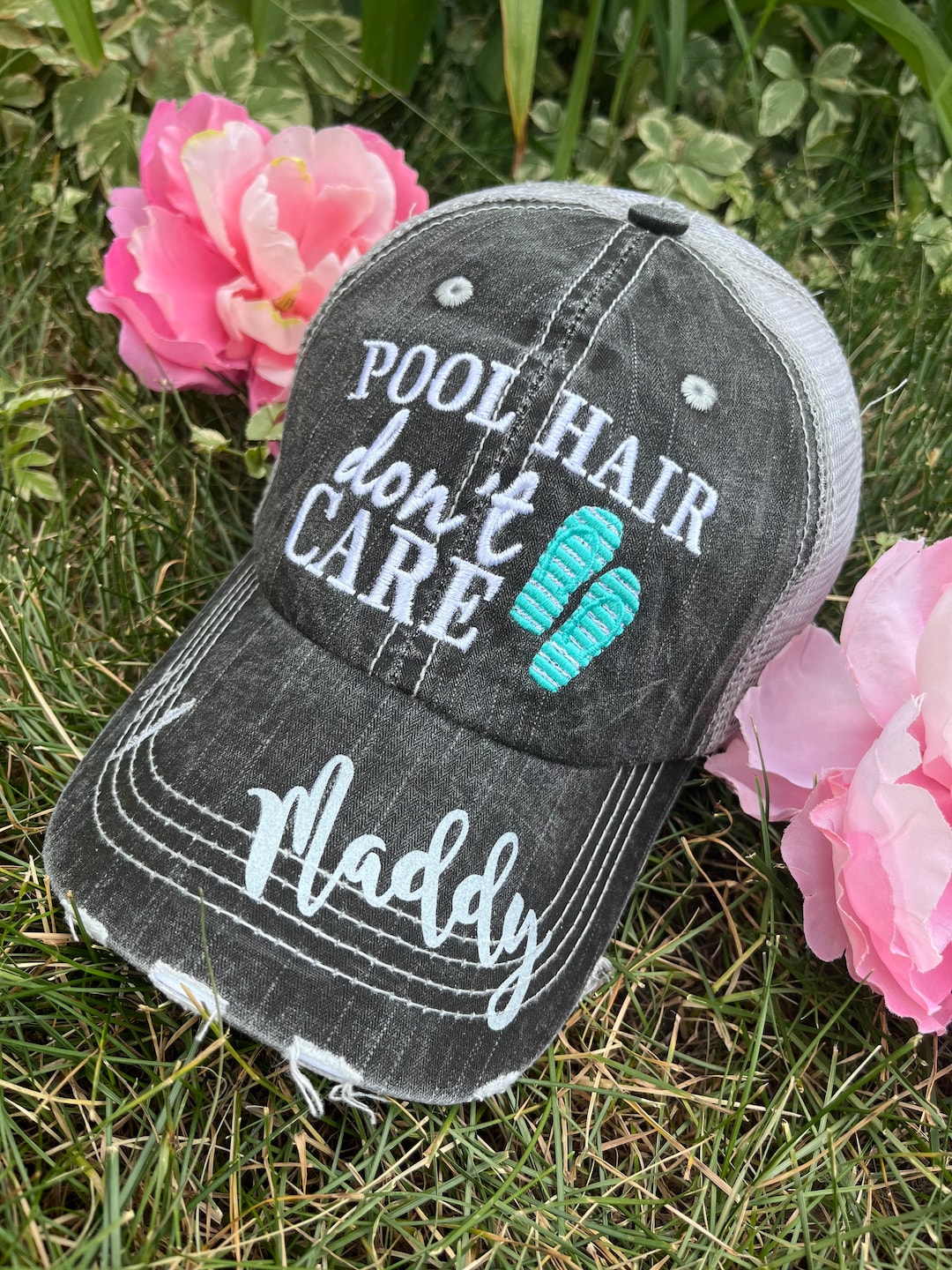 Personalized Pool Hats POOL Hair Dont Care Embroidered - Etsy UK
