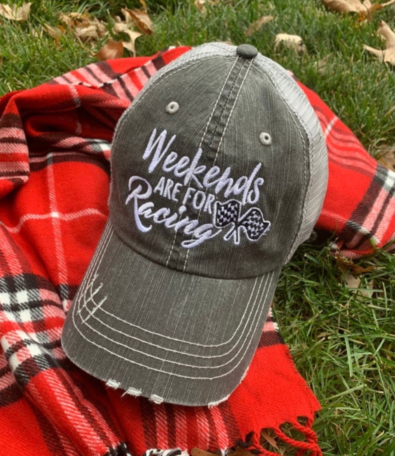 Race Hats Embroidered Distressed Trucker Caps Unisex Racing - Etsy