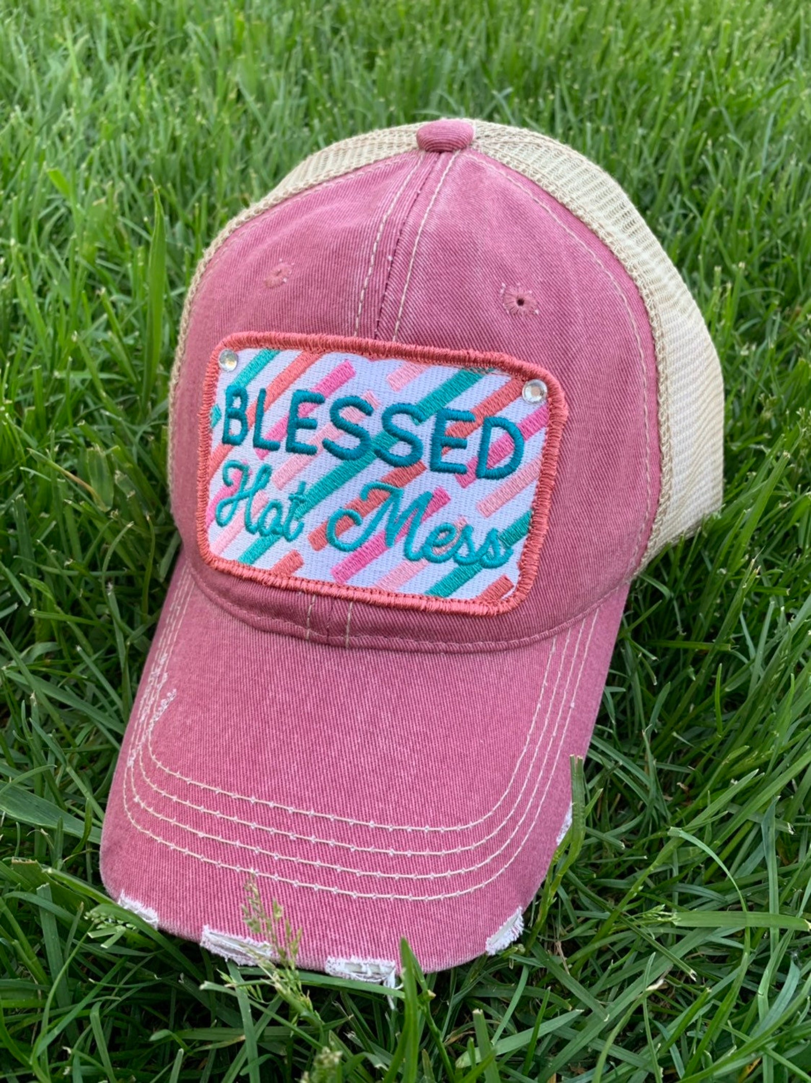 Southern girl hats Embroidered distressed womens trucker caps | Etsy