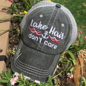 Lake Hats Lake Vibes Customize Names, BLING Embroidered Distressed ...