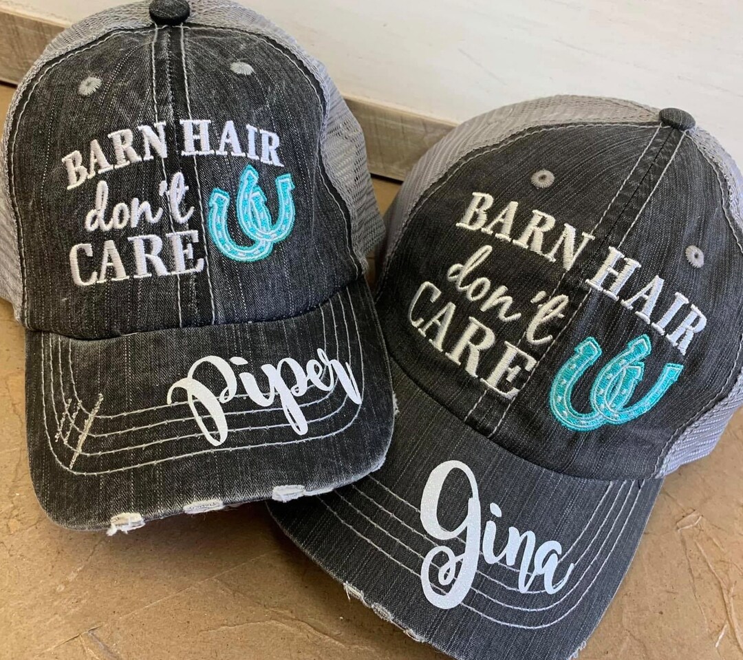 Personalized Barn Hats Barn Hair Dont Care Embroidered Womens Gray ...