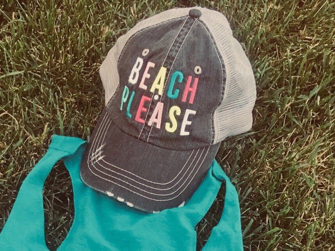 Personalized BEACH Hats Feelin Beachy Beach Bum Shell Beach Hair Dont ...