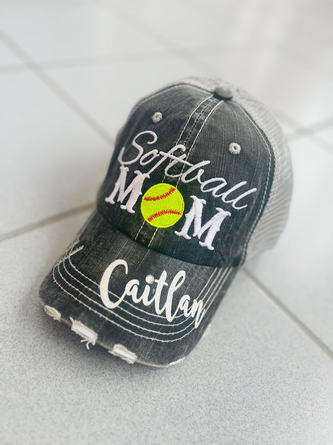 Personalized Softball Mom Hats Embroidered Unisex Trucker Caps Sports ...