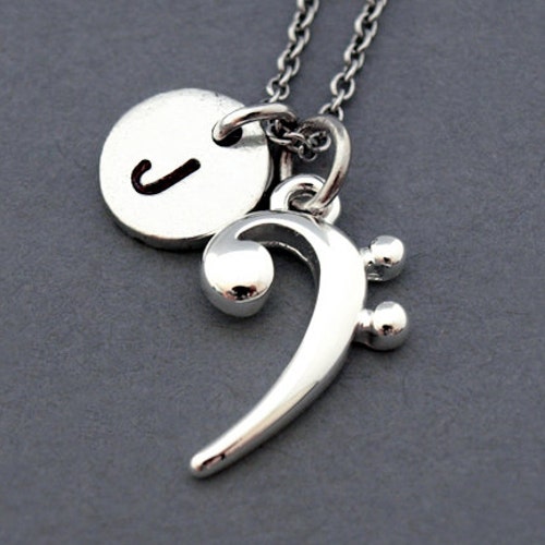 Bass Clef Necklace Silver Bass Clef Charm Necklace Base | Etsy