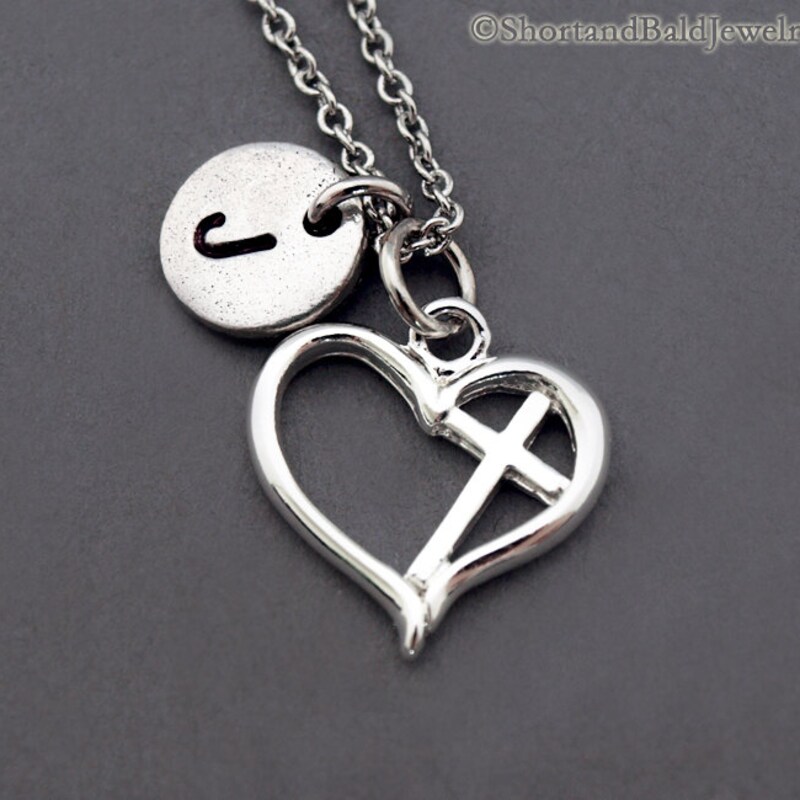 Heart Cross Necklace - Etsy