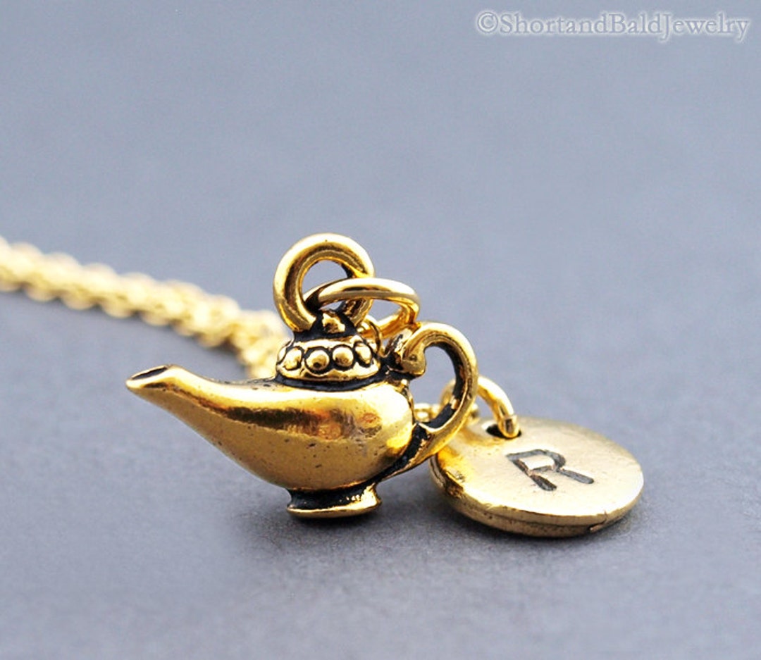 Aladdin's Lamp Charm Necklace, Gold Magic Lamp, Magic Lamp Charm ...