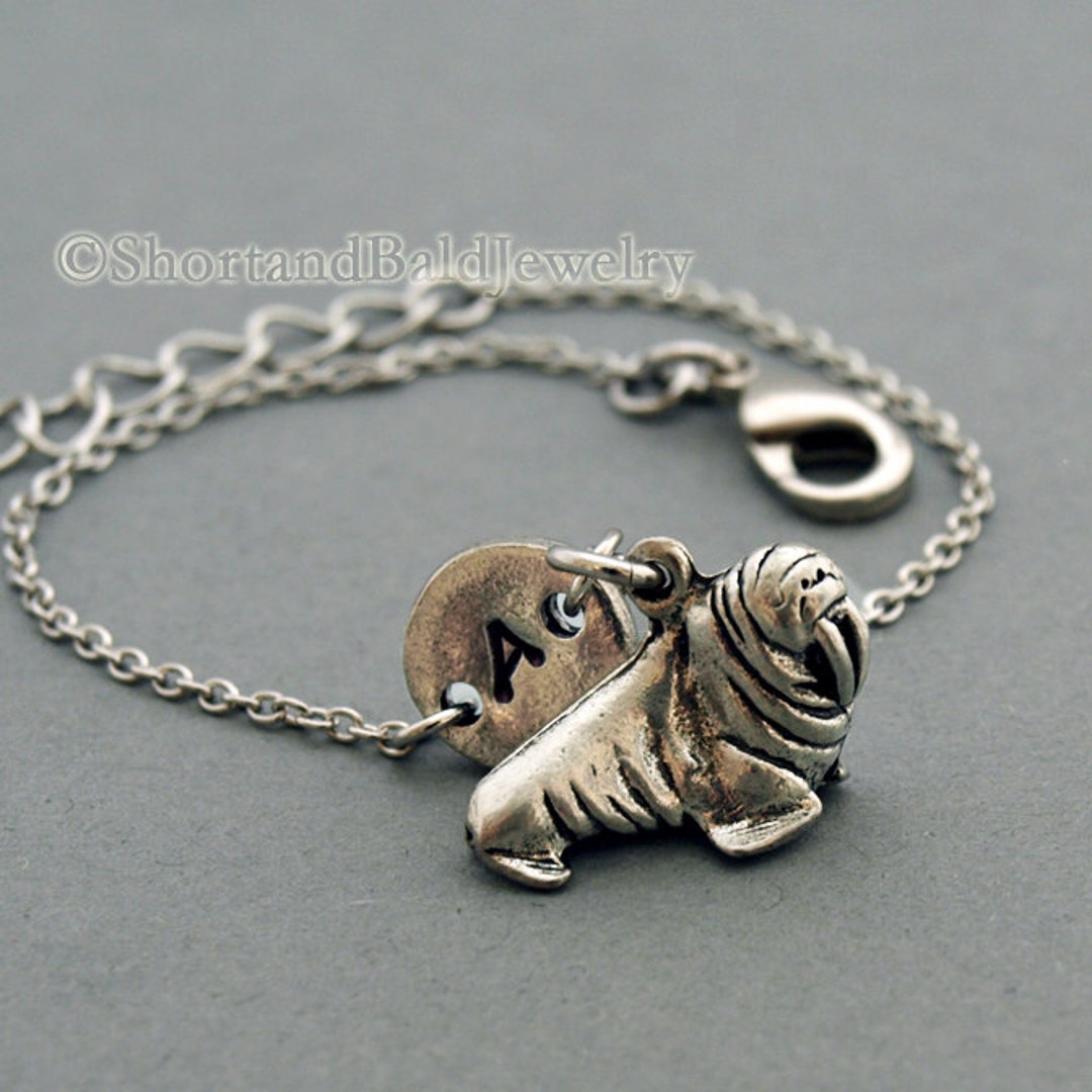 Walrus Charm Bracelet, Antique Silver, Initial Bracelet, Friendship ...
