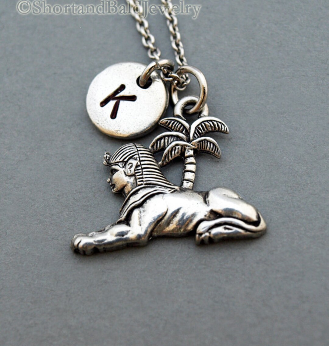 Sphinx Necklace, Sphinx Charm, Egyptian Sphinx Jewelry, Antique Silver ...