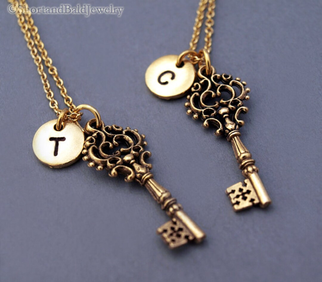 Antique Key Necklace, Best Friend Key Necklaces, Skeleton Key, Two Best ...