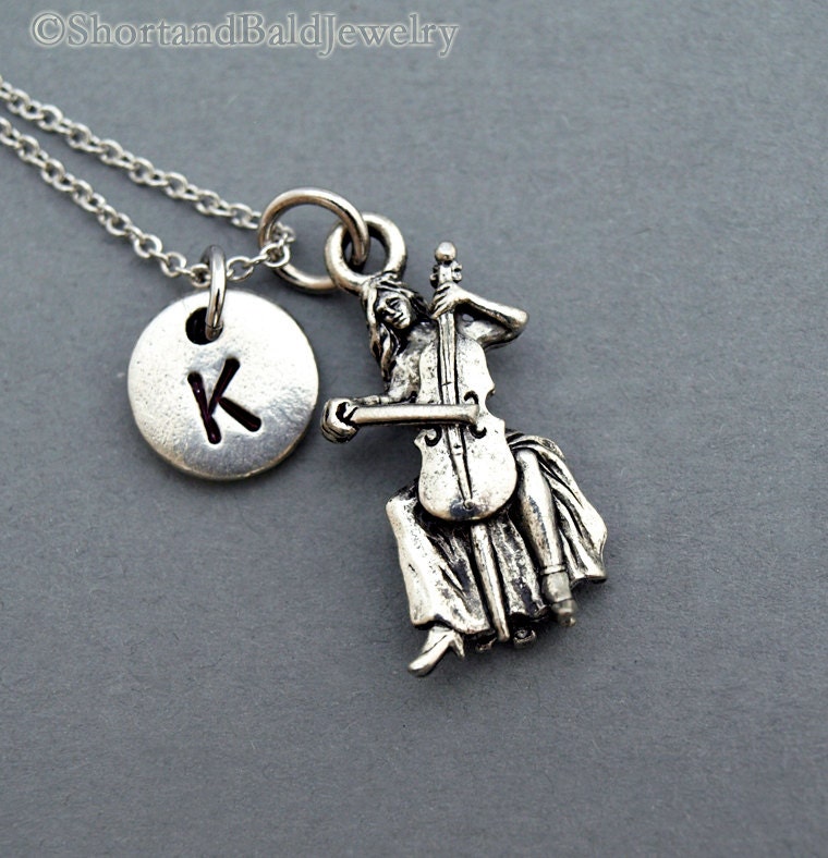 Cello Necklace Cello Player Cellist Necklace Initial - Etsy