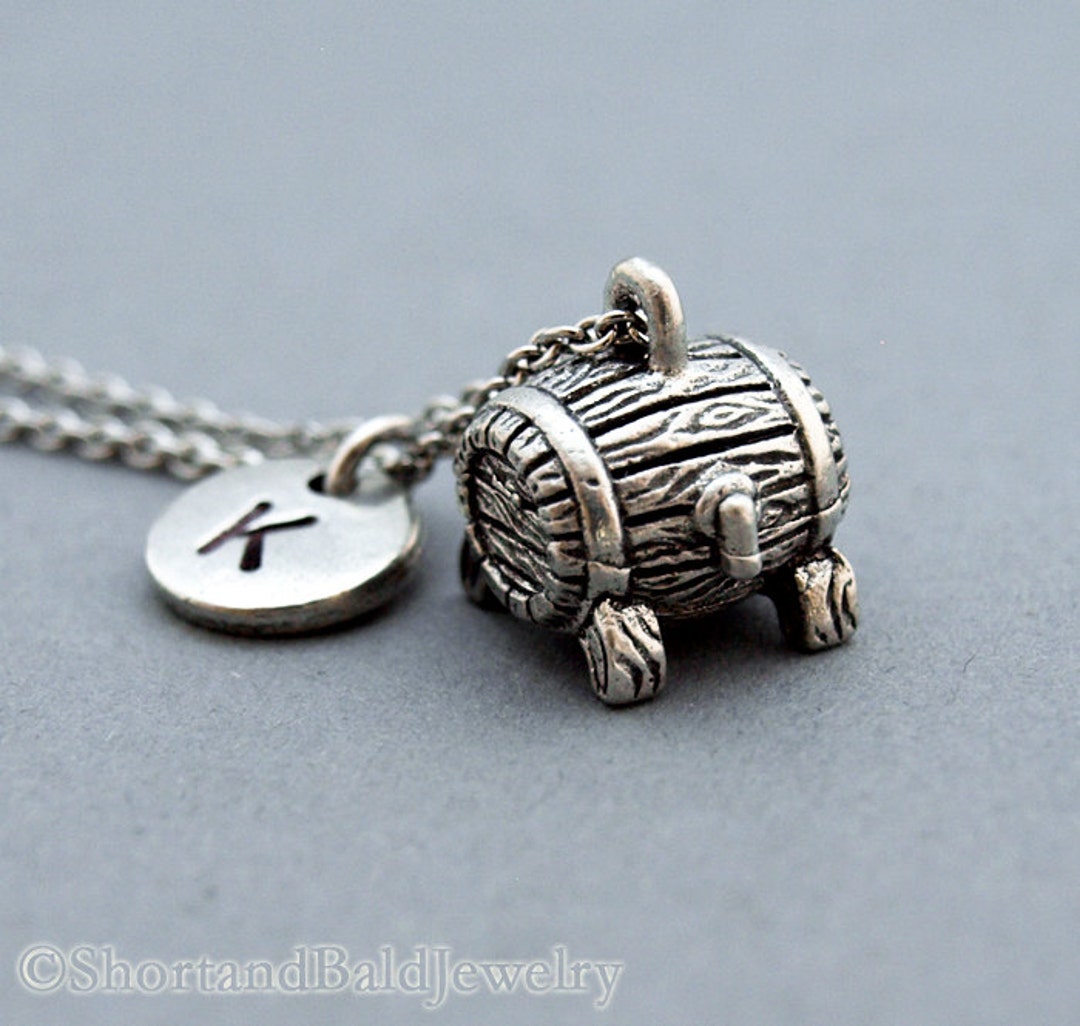 Barrel Charm Necklace, Wine Barrel, Beer Barrel, Cask, Tun, Initial ...