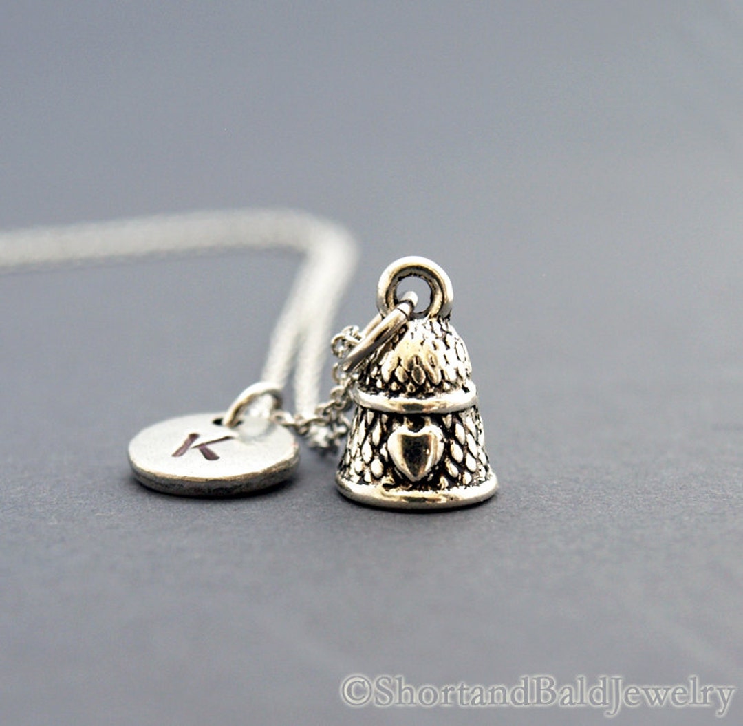 Thimble Necklace, Thimble Charm, Initial Necklace, Hand Stamped ...