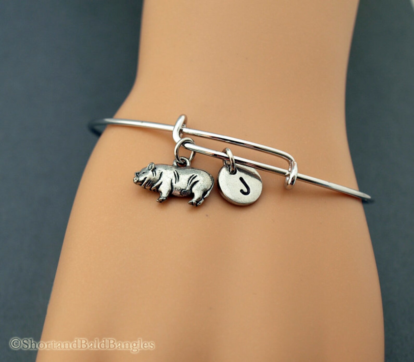 Potbelly Pig Charm Bangle, Potbelly Pig Bracelet, Pig Jewelry ...