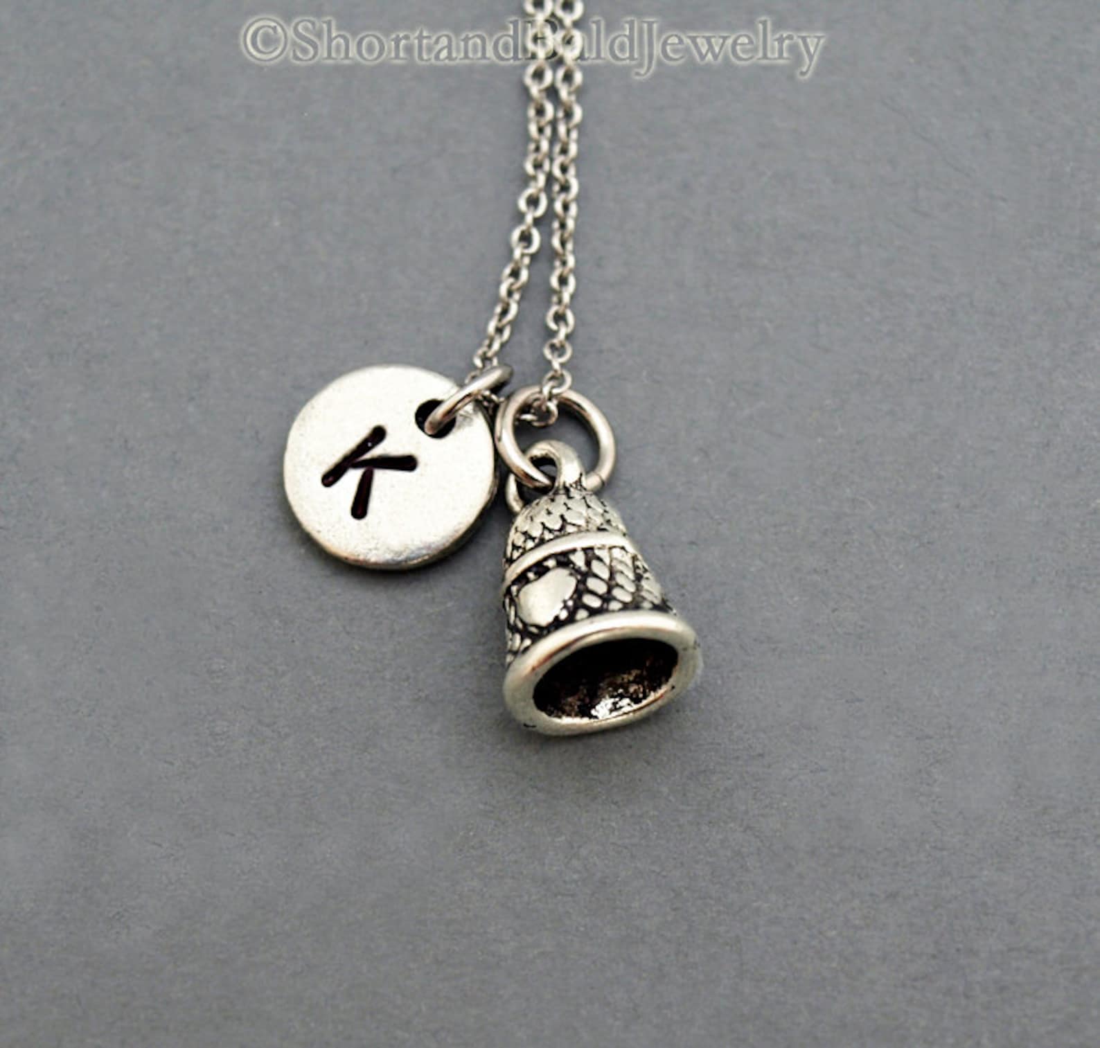 Thimble Necklace Thimble Charm Initial Necklace Hand | Etsy