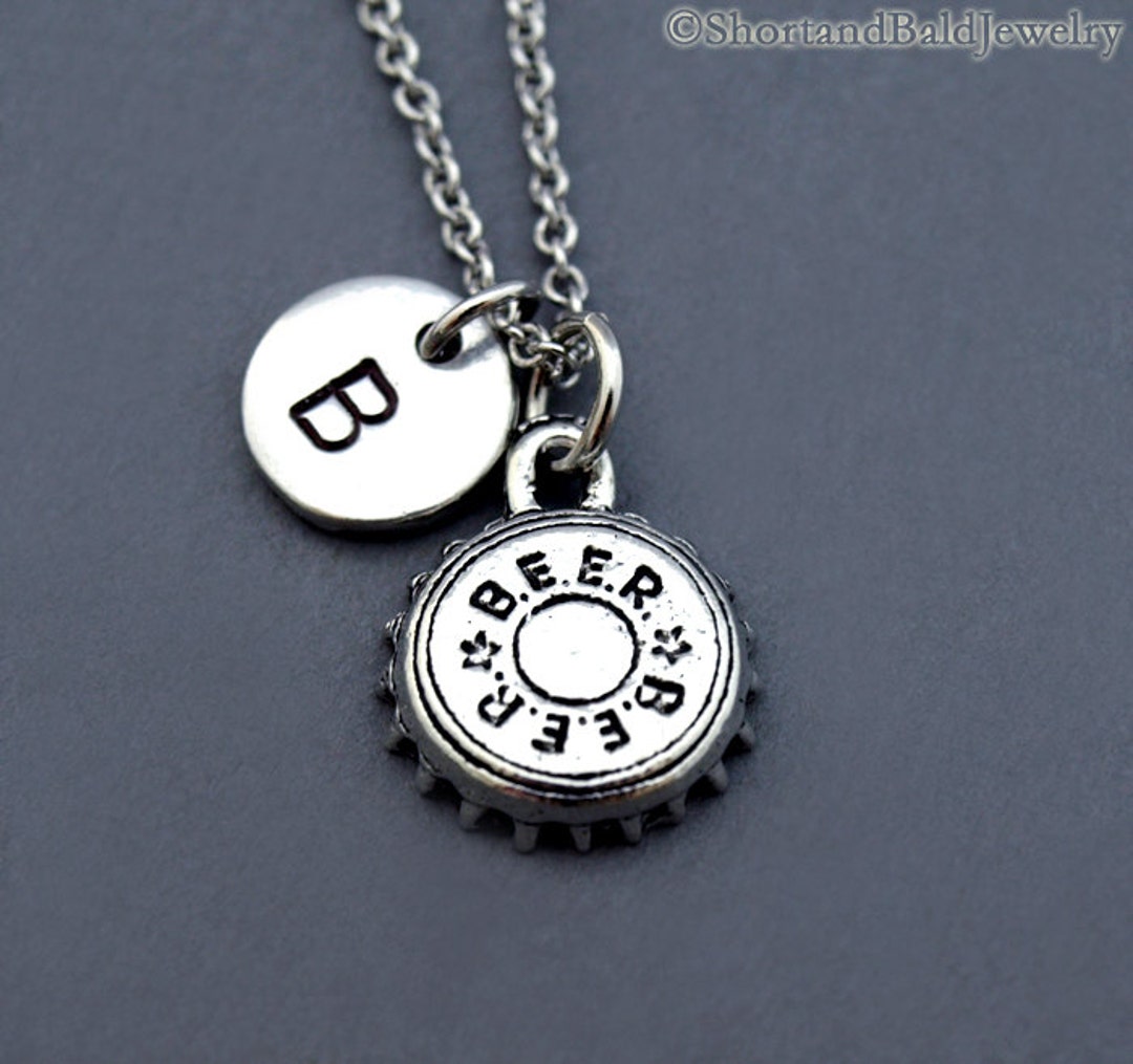 Beer Cap Necklace, Beer Bottle Cap, Bottle Cap Necklace, Silver Bottle ...