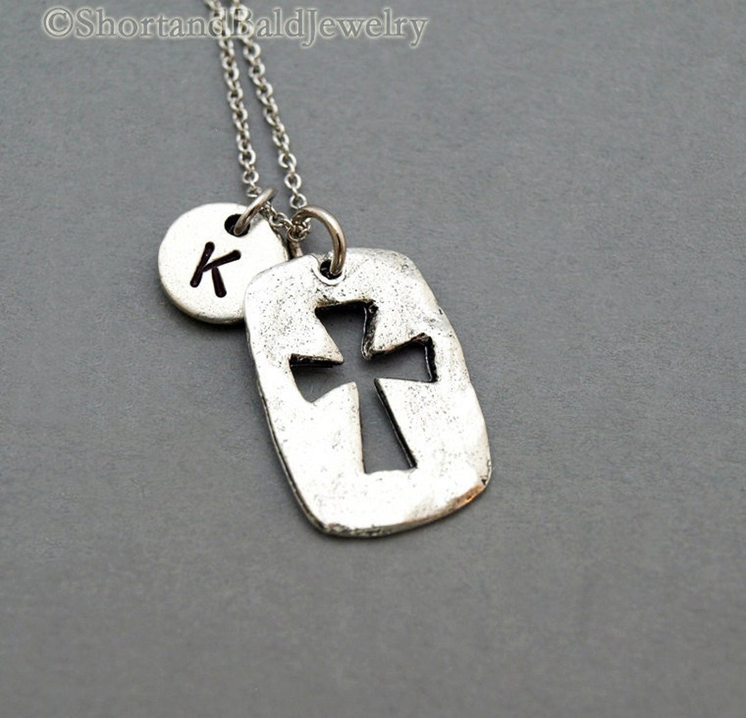Cross Necklace, Cross Outline, Cross Cut, Initial Necklace, Initial ...
