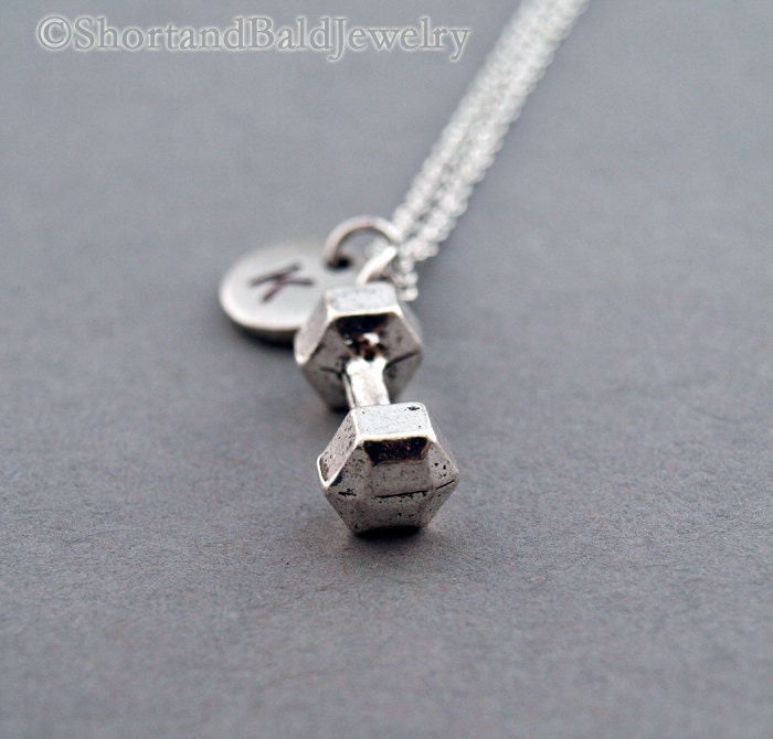 Dumbbell Necklace, Weightlifting, Barbell Necklace, Antique Silver ...