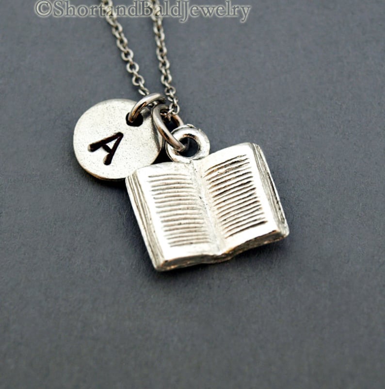 Book Necklace, Reading Book, Open Book, Book Charm Jewelry, Writer ...