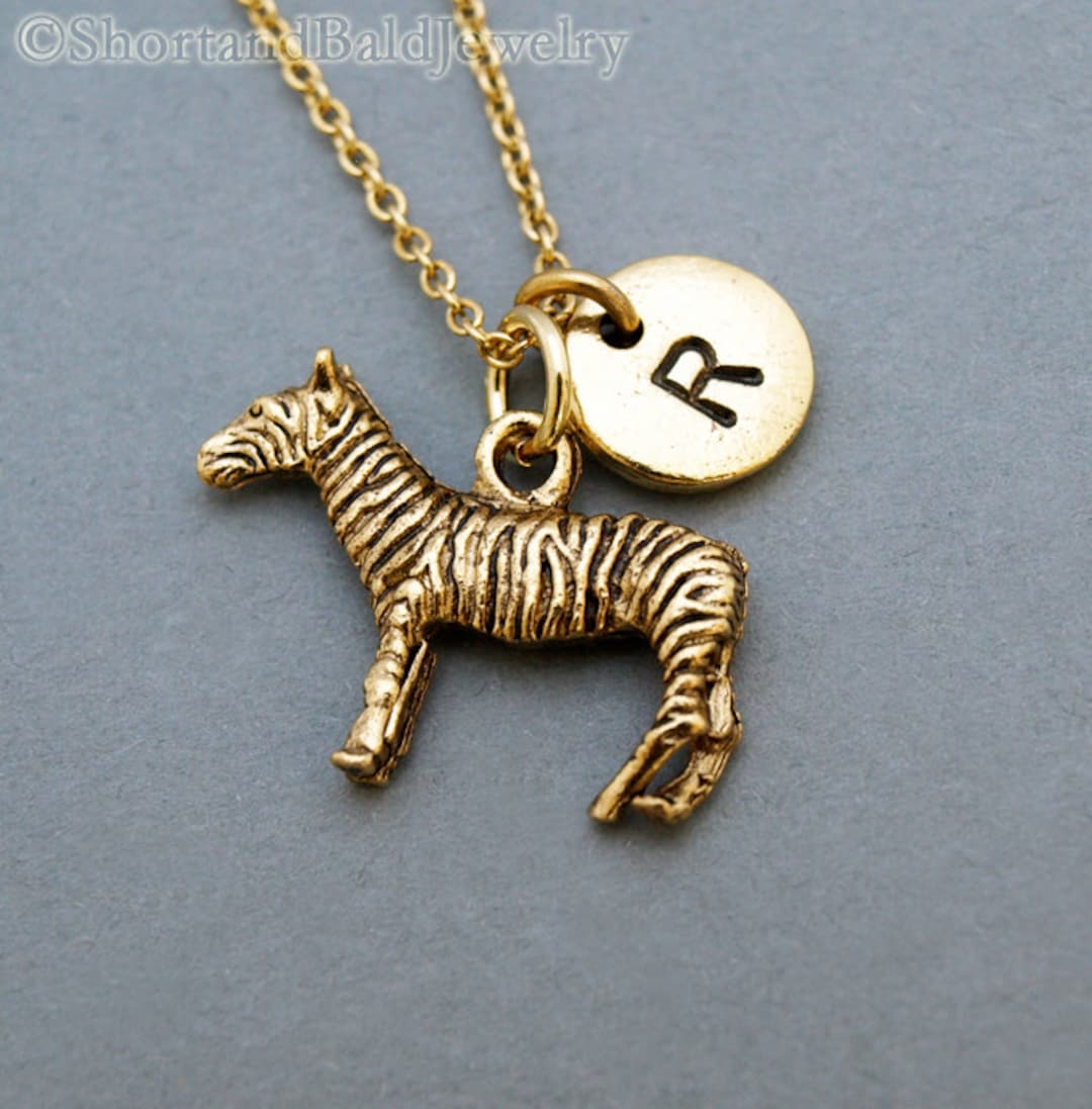Zebra Necklace, Zebra Charm, Gold Zebra Necklace, Zebra Jewelry, Horse ...