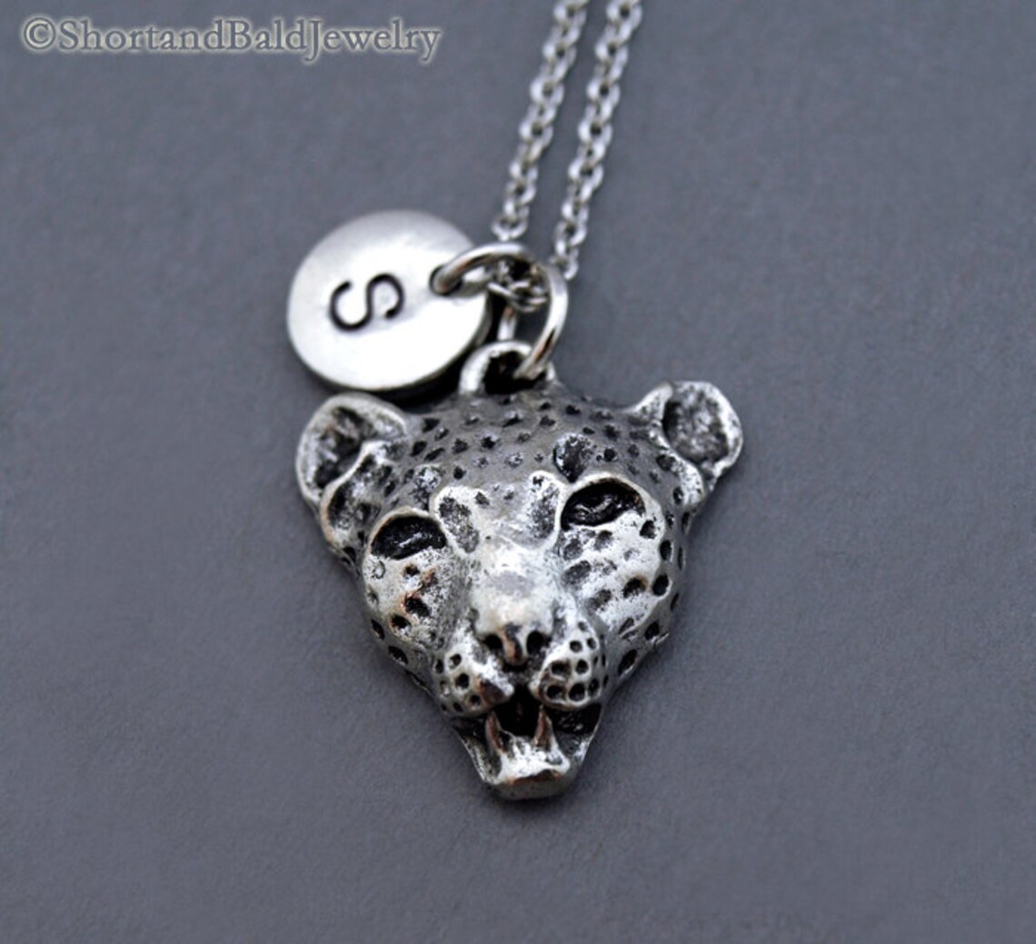 Leopard Head Necklace, Leopard Head Charm, Silver Leopard Charm Jewelry ...