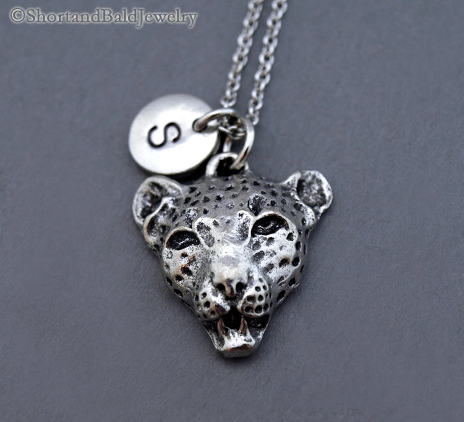 Leopard Head Necklace, Leopard Head Charm, Silver Leopard Charm Jewelry ...