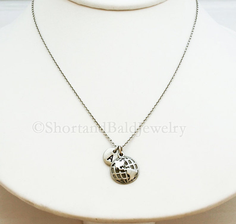 Globe Necklace World Globe Necklace Earth Day Initial | Etsy