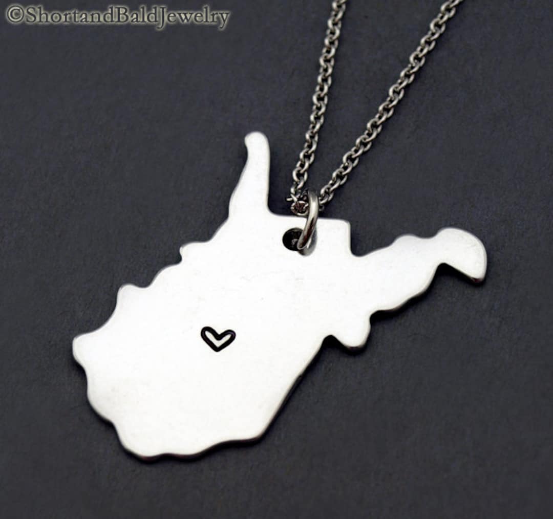 West Virginia Necklace, West Virginia State Map Charm, West Virginia ...