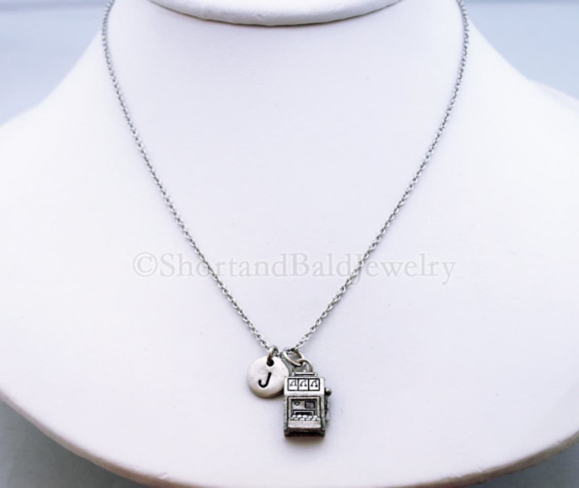 Slot Machine Charm Necklace, Silver Slot Machine, Poker Machine, the ...